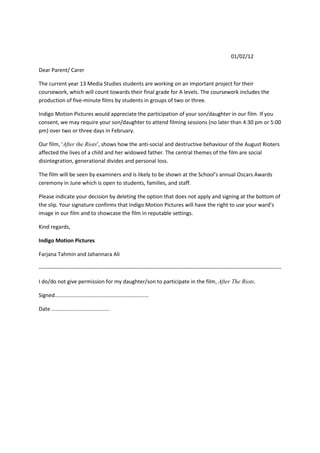 Consent form for young actors | PDF