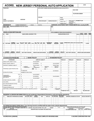 NEW JERSEY PERSONAL AUTO APPLICATION | PDF