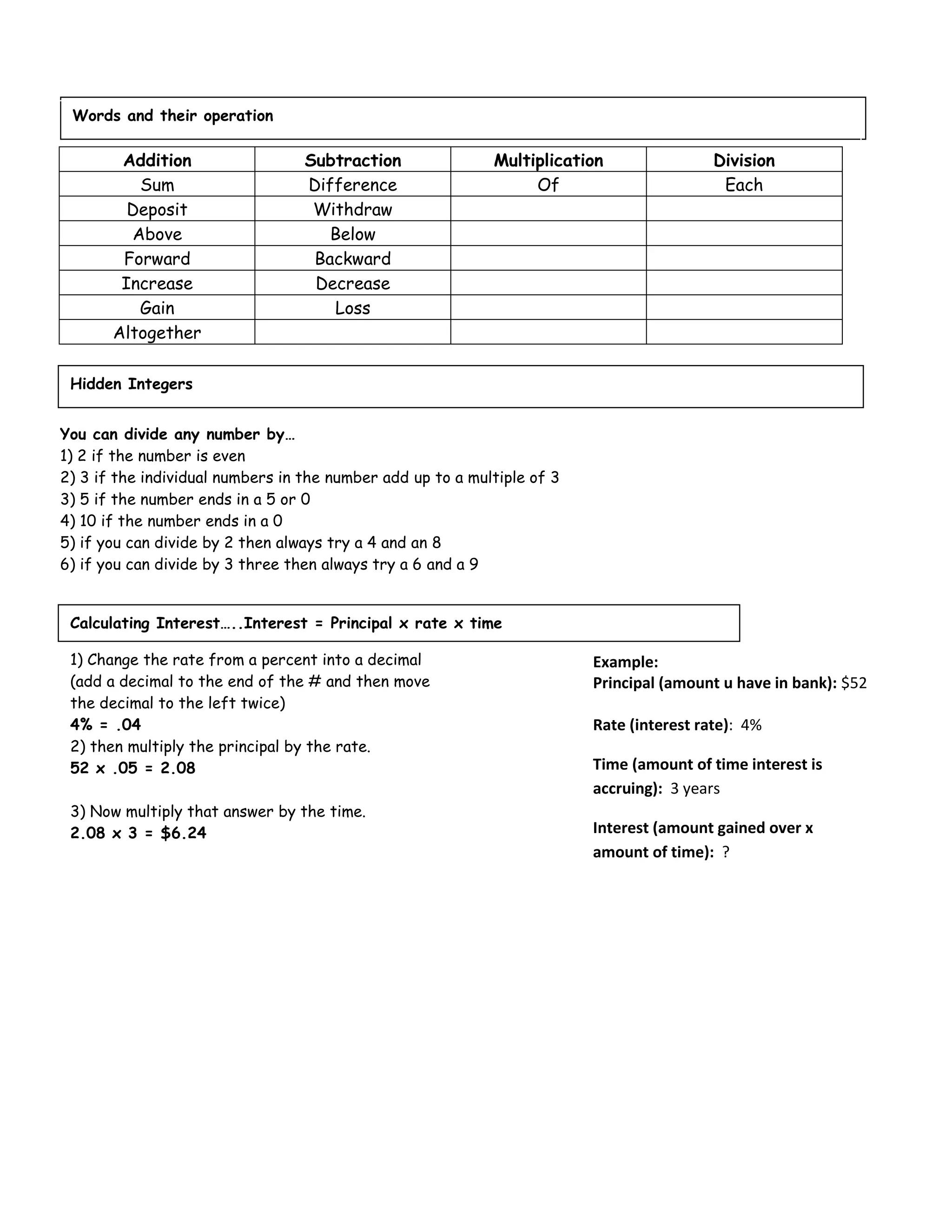 6th grade math notes | DOCX