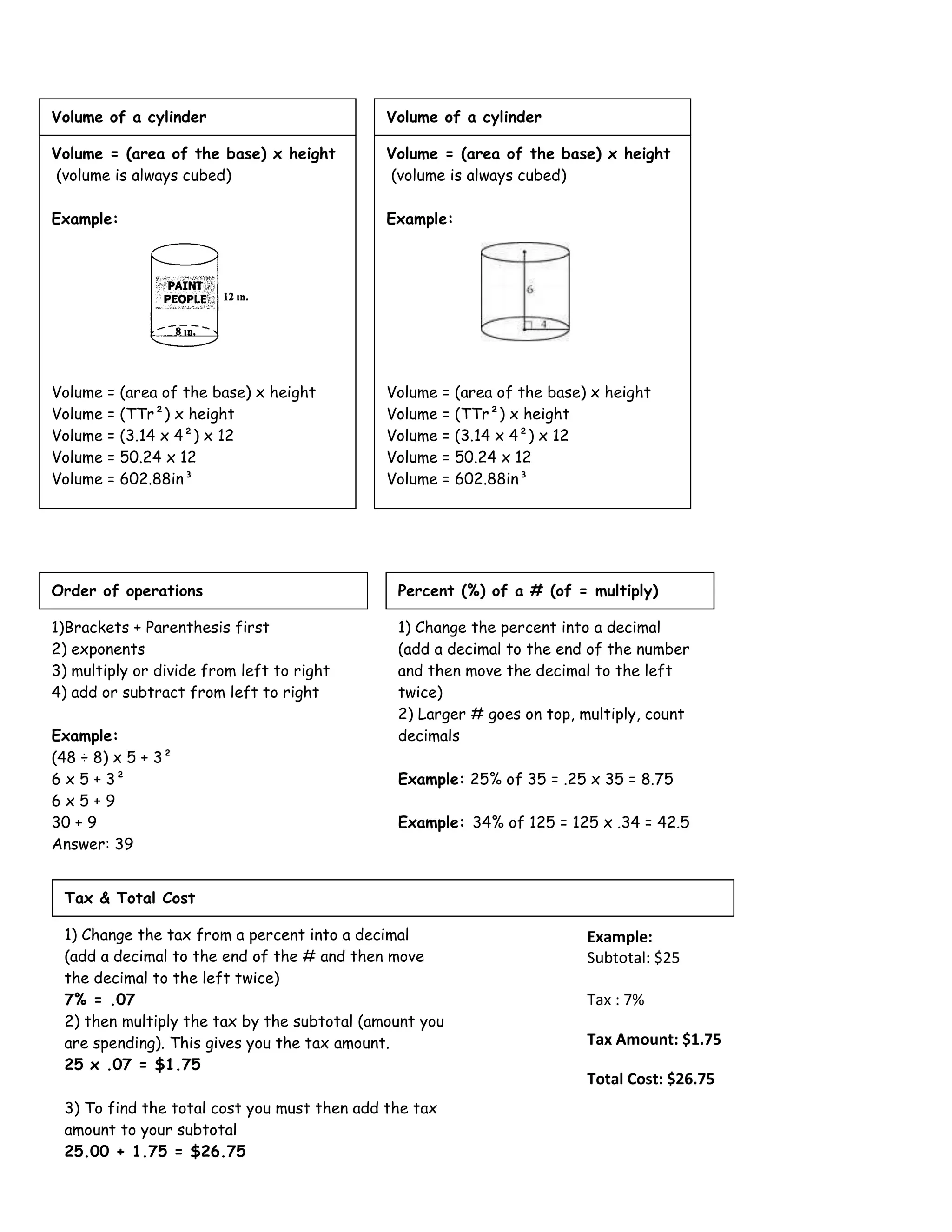 6th grade math notes | DOCX