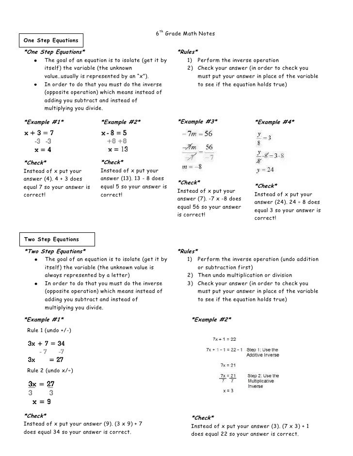 6th Grade Math Notes 6th Grade Math Notes