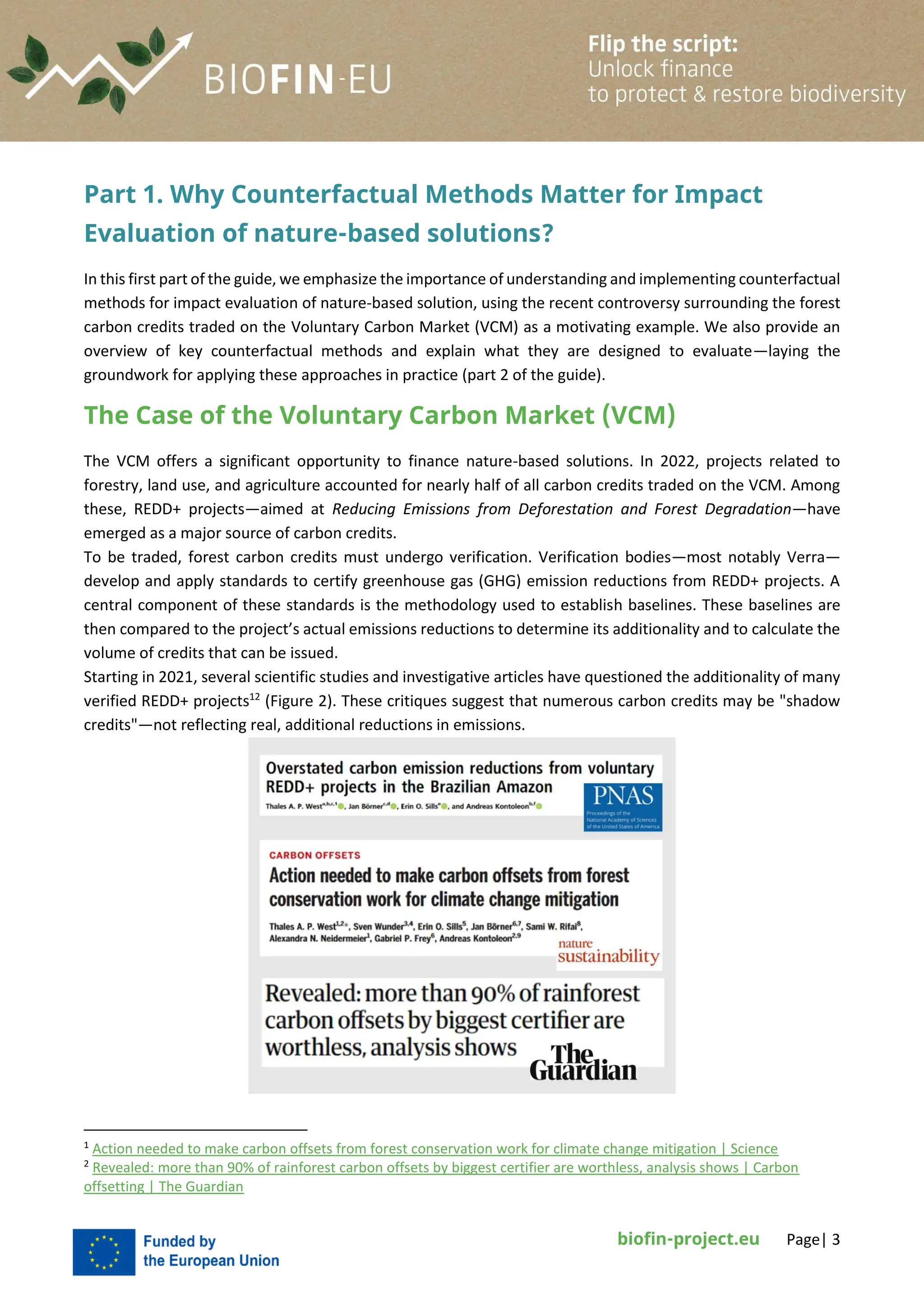 BIOFIN-EU: A Practical Guide to Counterfactual Methods for Evaluating ...