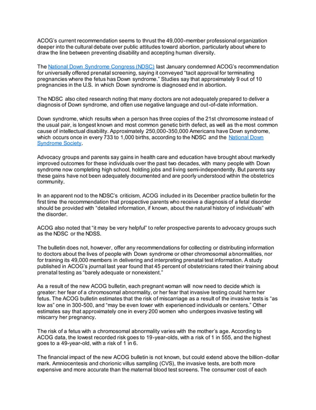 New acog guidelines prenatal testing | PDF