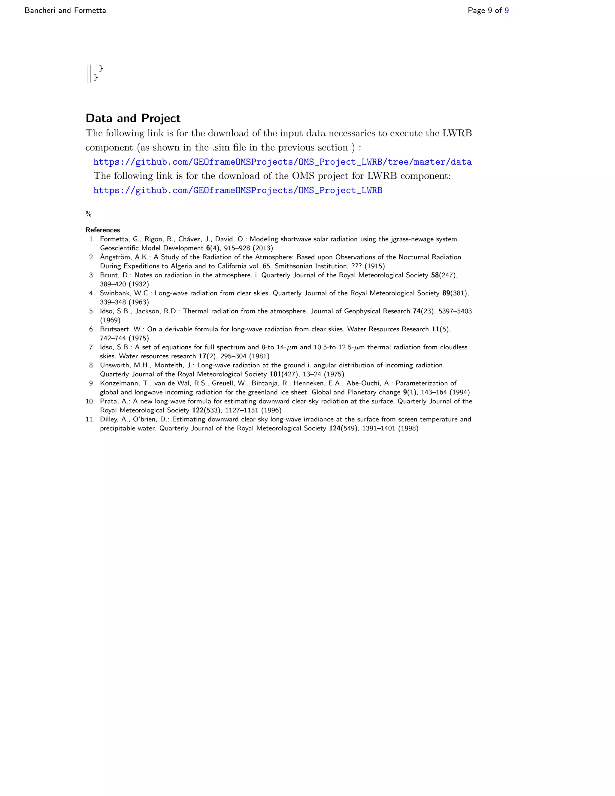 JGrass-NewAge LongWave radiation Balance | PDF