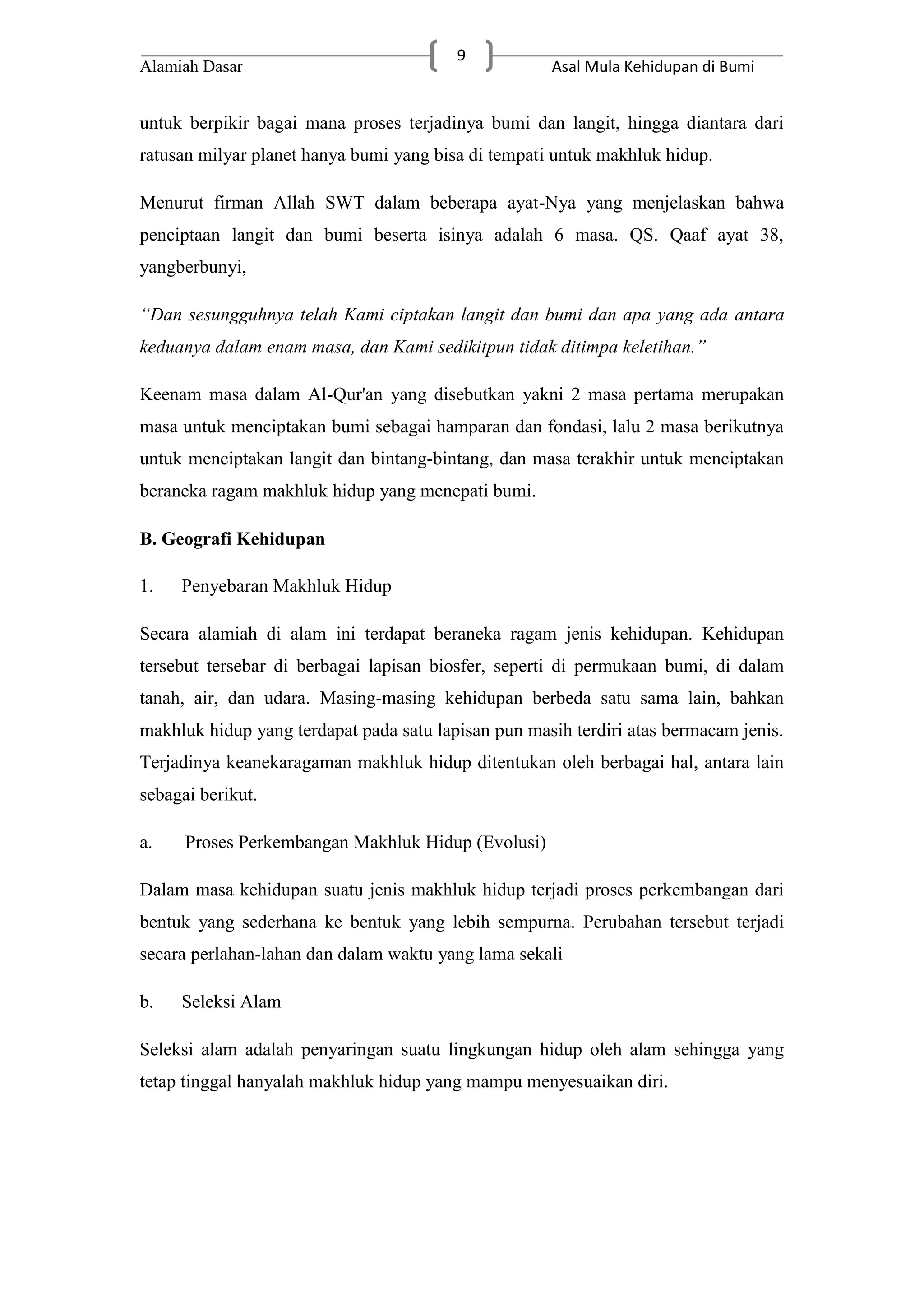 Asal Mula Kehidupan Di Bumi (Alamiah dasar) | PDF