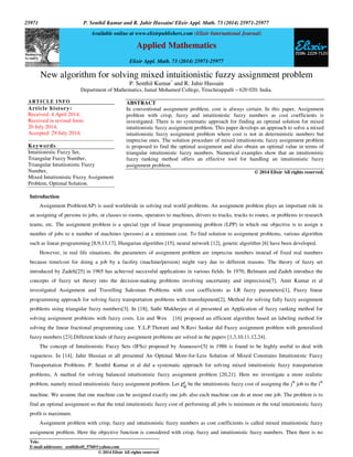 New algorithm for solving mixed intuitionistic fuzzy assignment problem | PDF