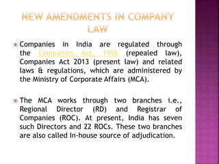 New Amendments in company law | PPTX