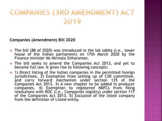New Amendments in company law | PPTX