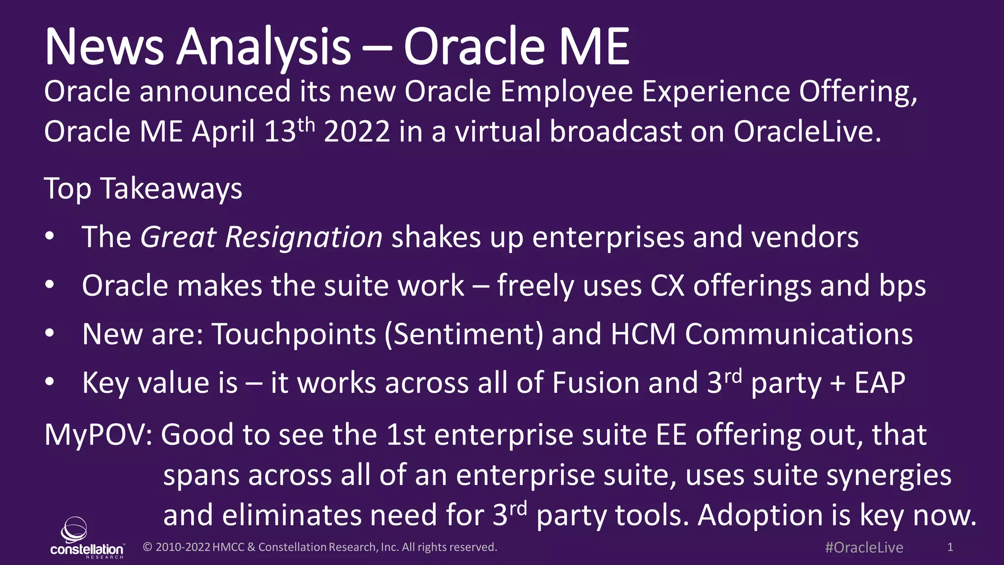 New Analysis - Oracle announces Oracle ME | PPT