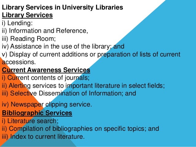 New and innovative services in university library