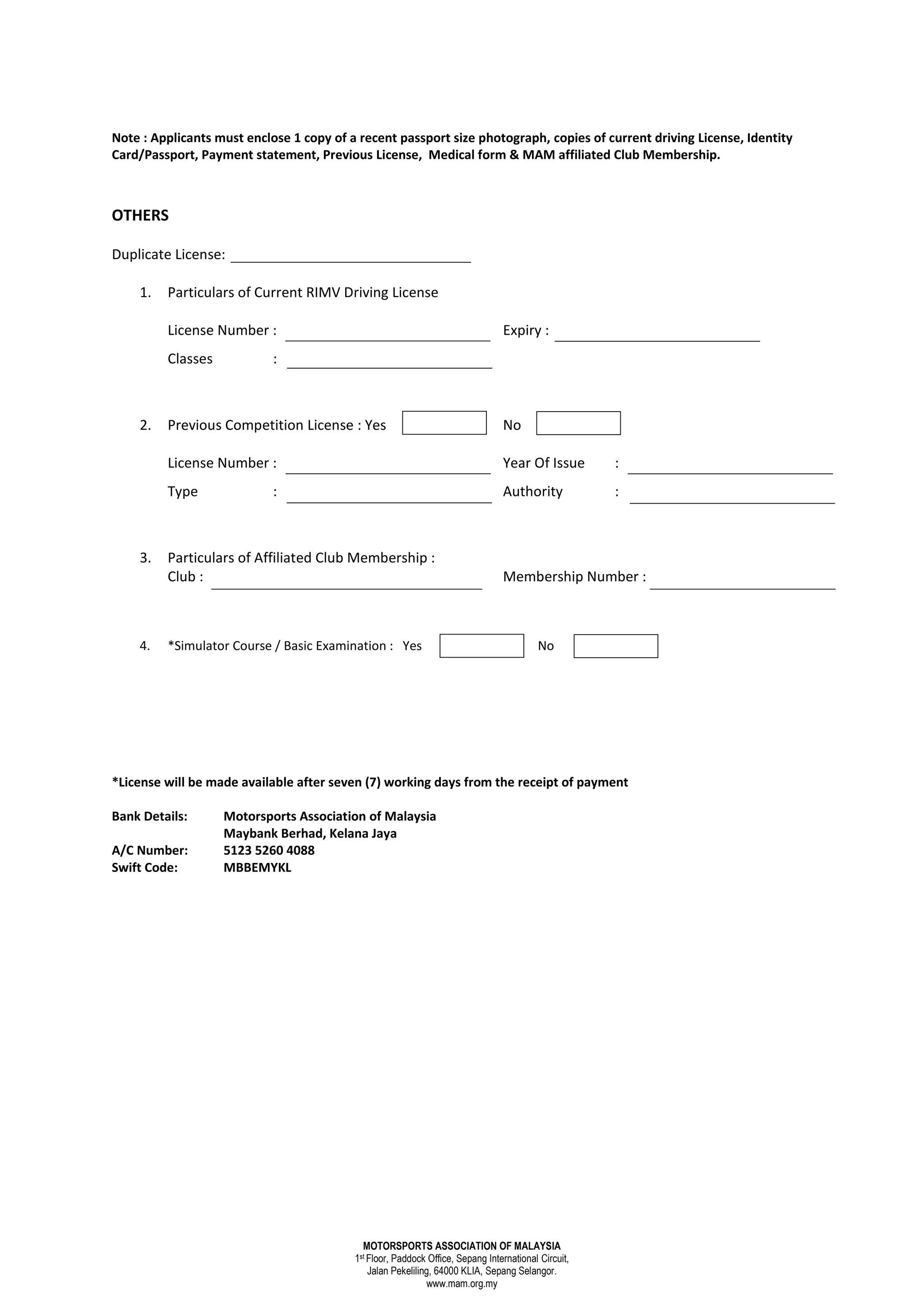 New application form 2020 MAM | PDF | Auto Racing | Sports