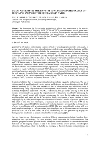 New approaches for stable isotope ratio measurements iaea tecdoc 1247 | PDF