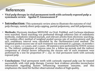 New approaches in vital pulp therapy in permanent teeth IEJ 2014 | PPTX