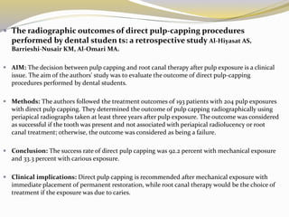 New approaches in vital pulp therapy in permanent teeth IEJ 2014 | PPT