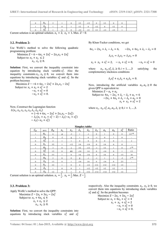 New Approach For Wolfes Modified Simplex Method To Solve Quadratic Programming Problems Pdf 2992