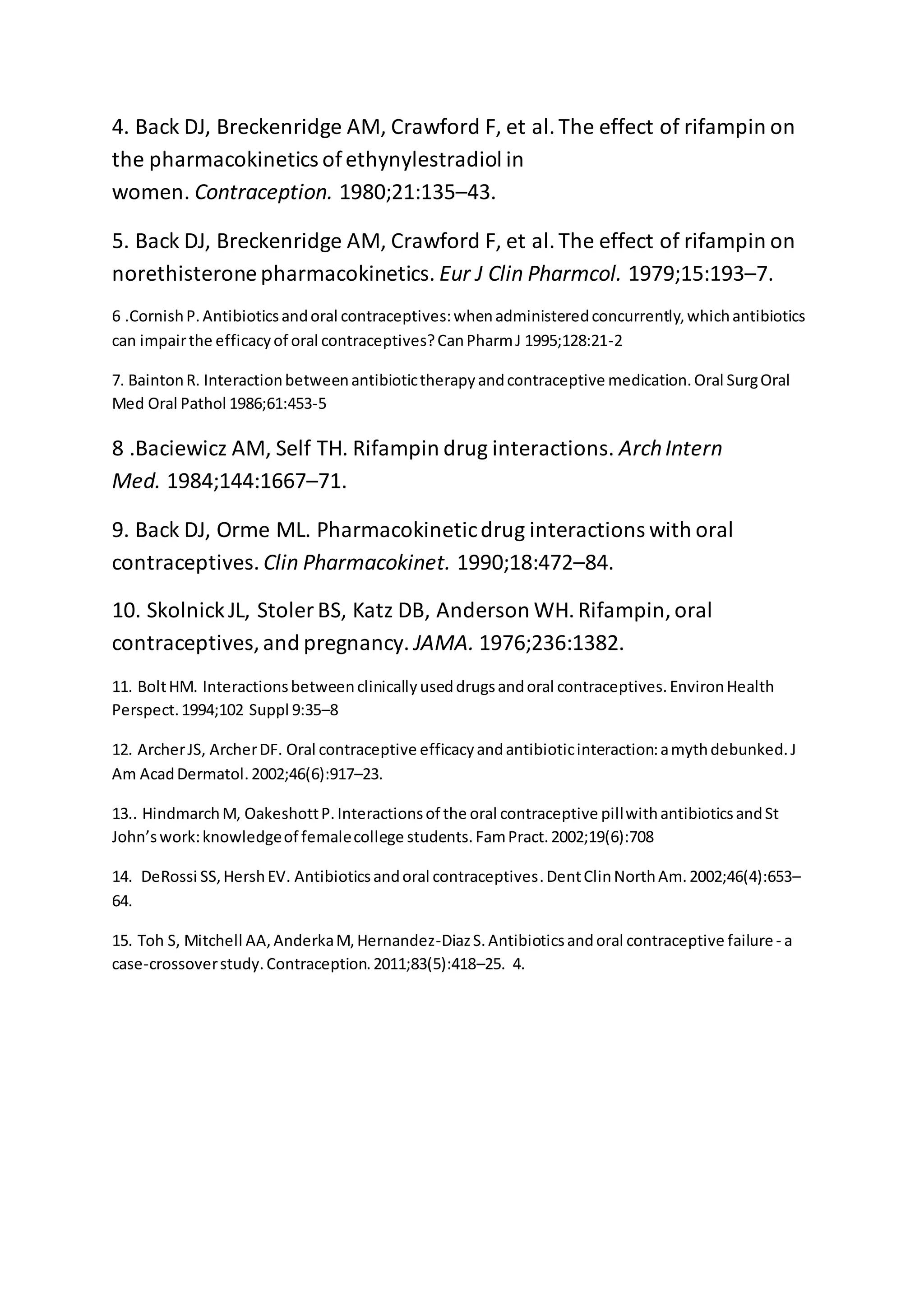 DRUG INTERACTIONS BETWEEN ANTIBIOTICS AND ORAL CONTRACEPTIVE PILLS | DOCX