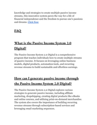 Passive Income System 2.0 Digital: Effortless Earnings | PDF