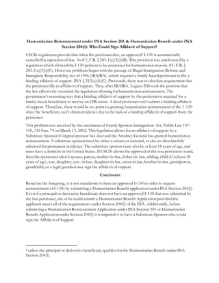 HUMANITARIAN BENEFITS: IS IT MANDATORY TO HAVE AN APPROVED I-130 & WHO ...