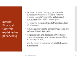 Internal Controls over Financial Reporting in the Indian Context | PPTX