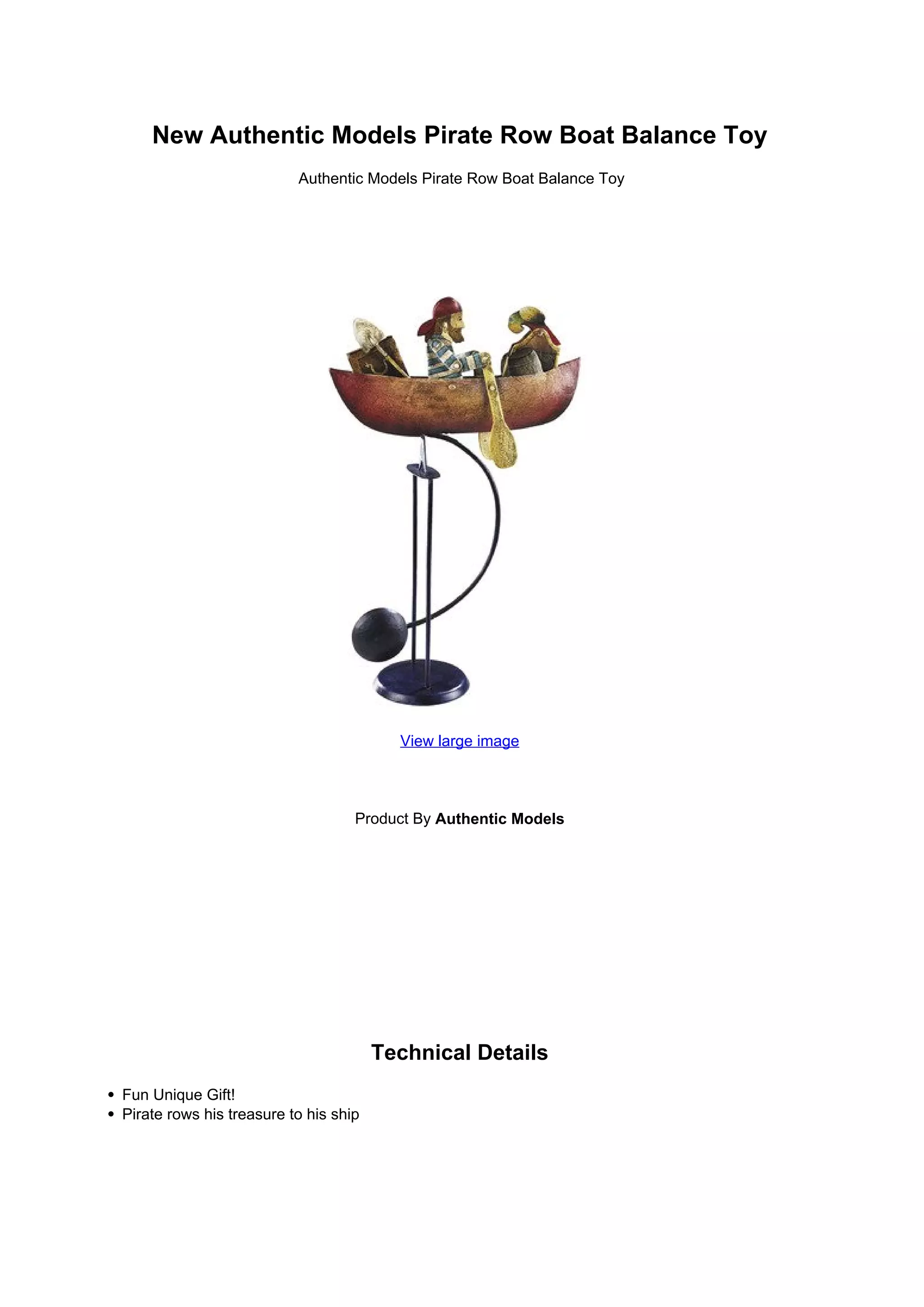New authentic models pirate row boat balance toy | PDF
