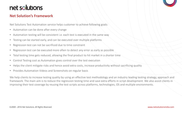 Scriptless Automation Testing A Unique Framework To Accelerate Delivery Pptx
