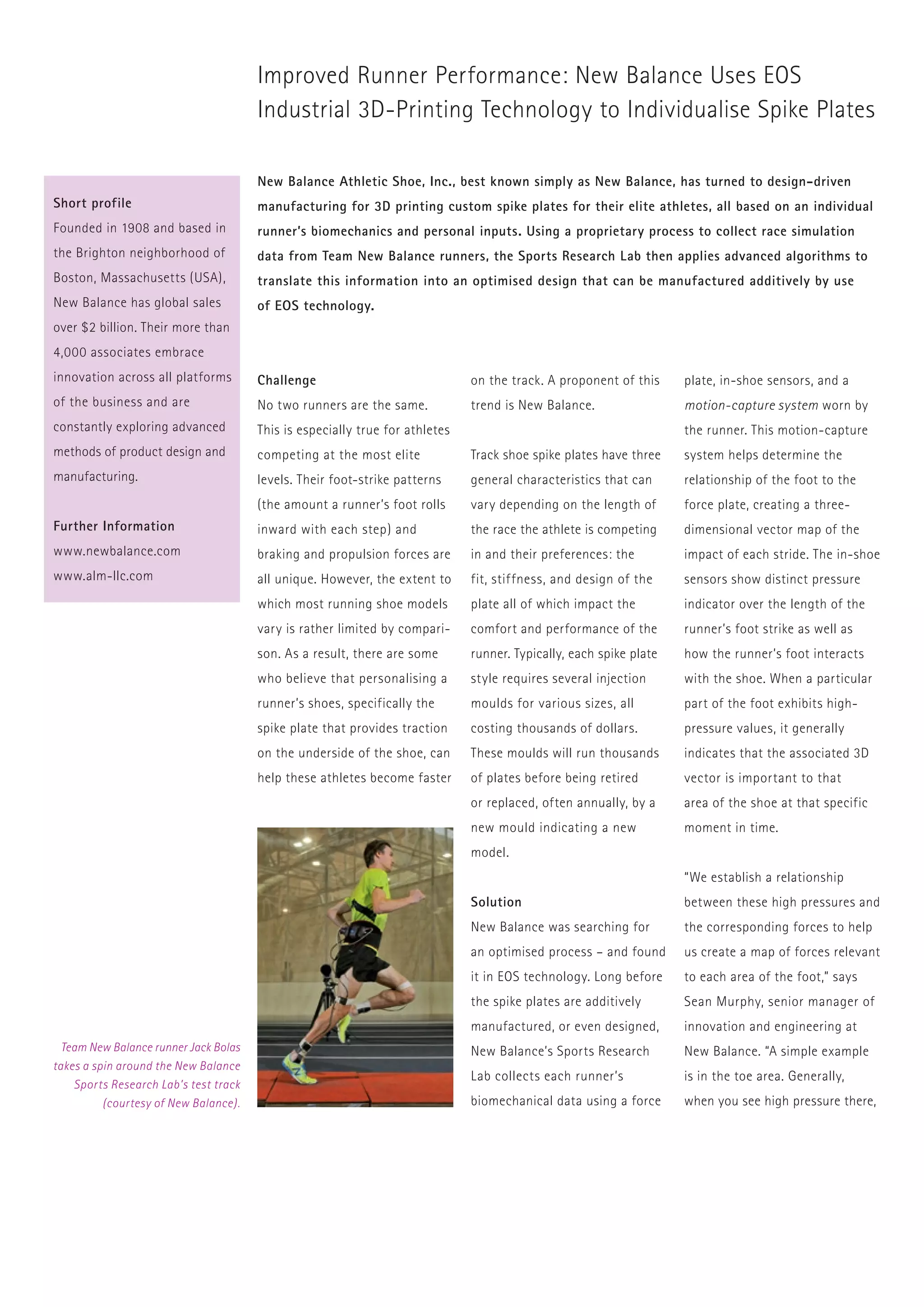 New Balance running spikes made by EOS SLS Process | PDF