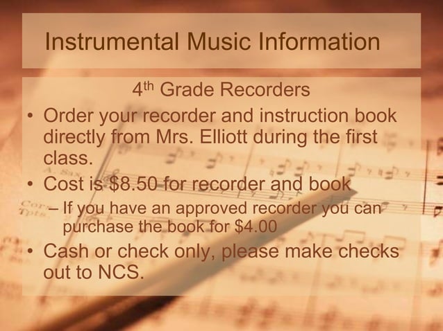 NCS New Student Band Information | PPT