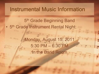 NCS New Student Band Information | PPT