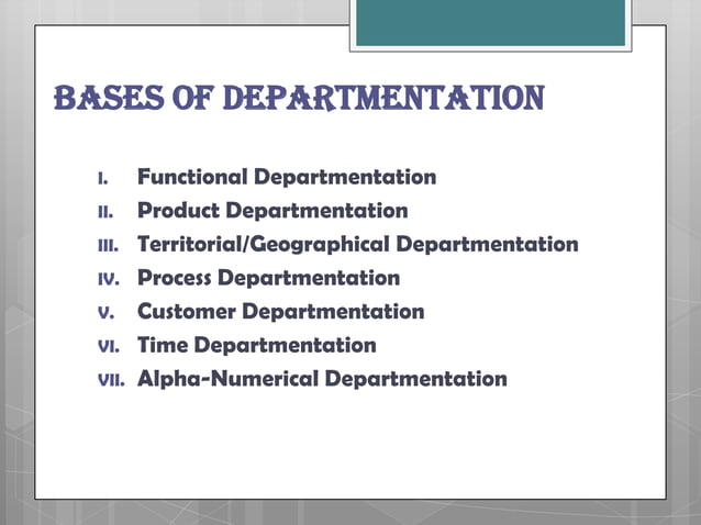 Bases of Departmentation | PPT