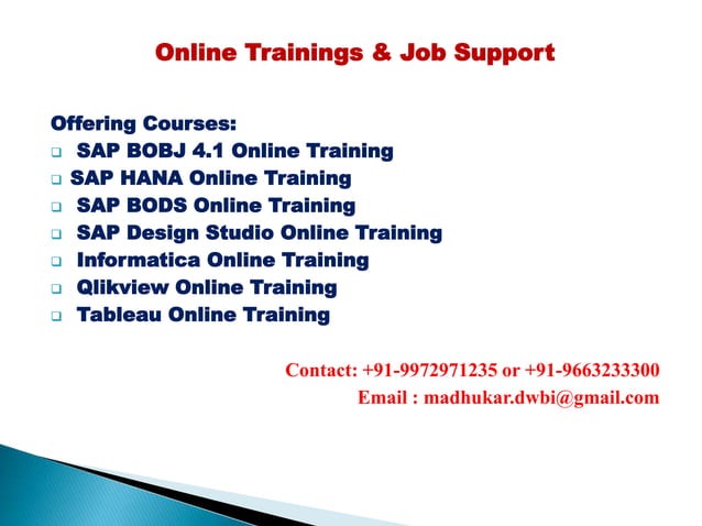 BOBJ 4.1 SAP Training Online | PPT