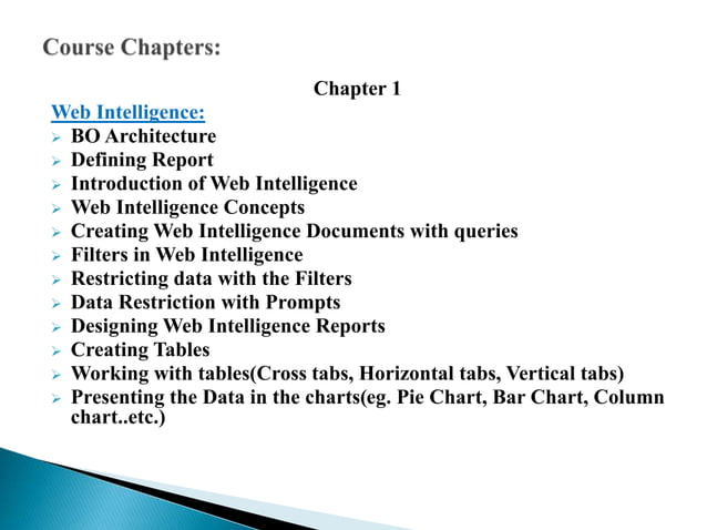 BOBJ 4.1 SAP Training Online | PPT