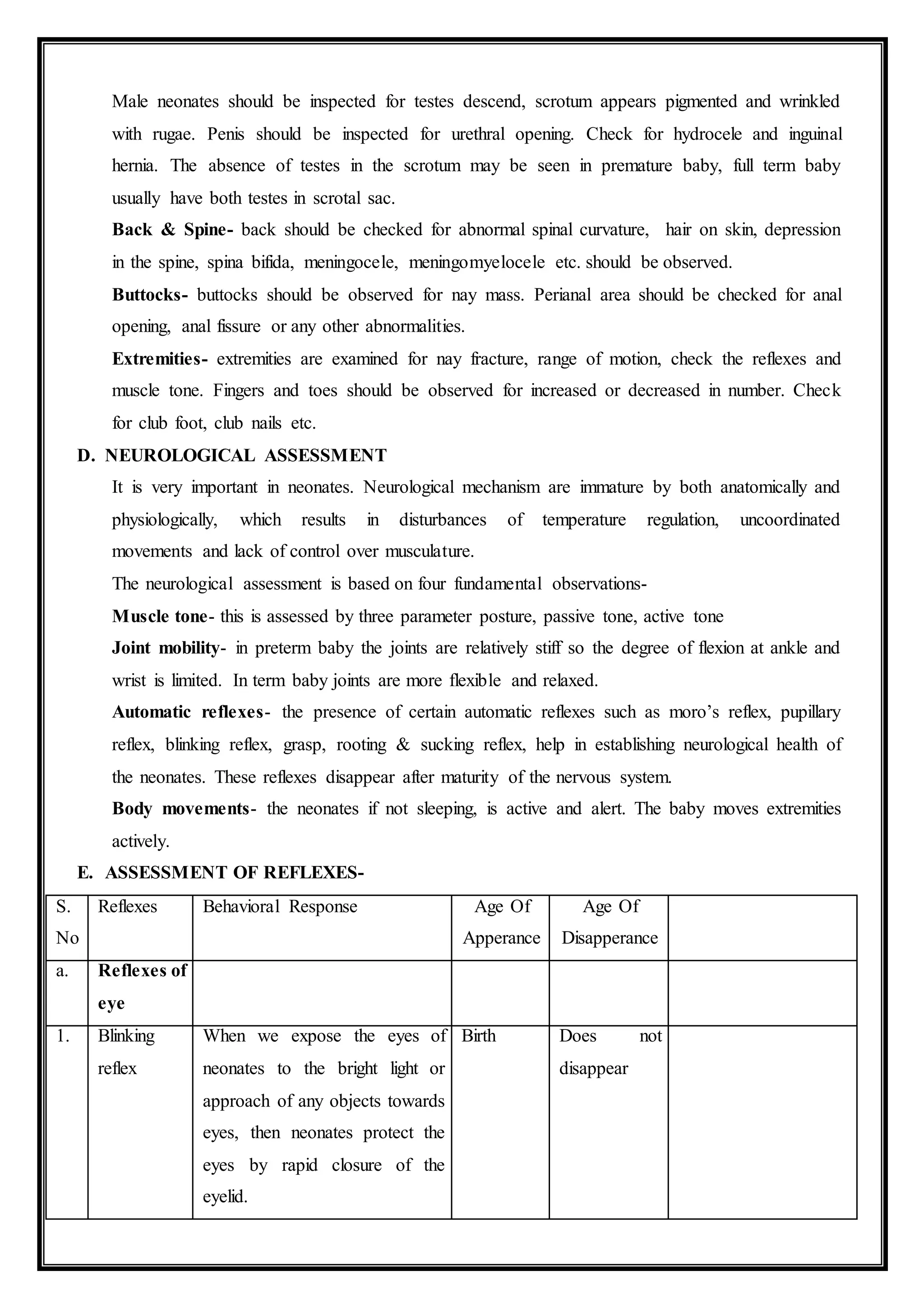 Newborn assessment | DOCX