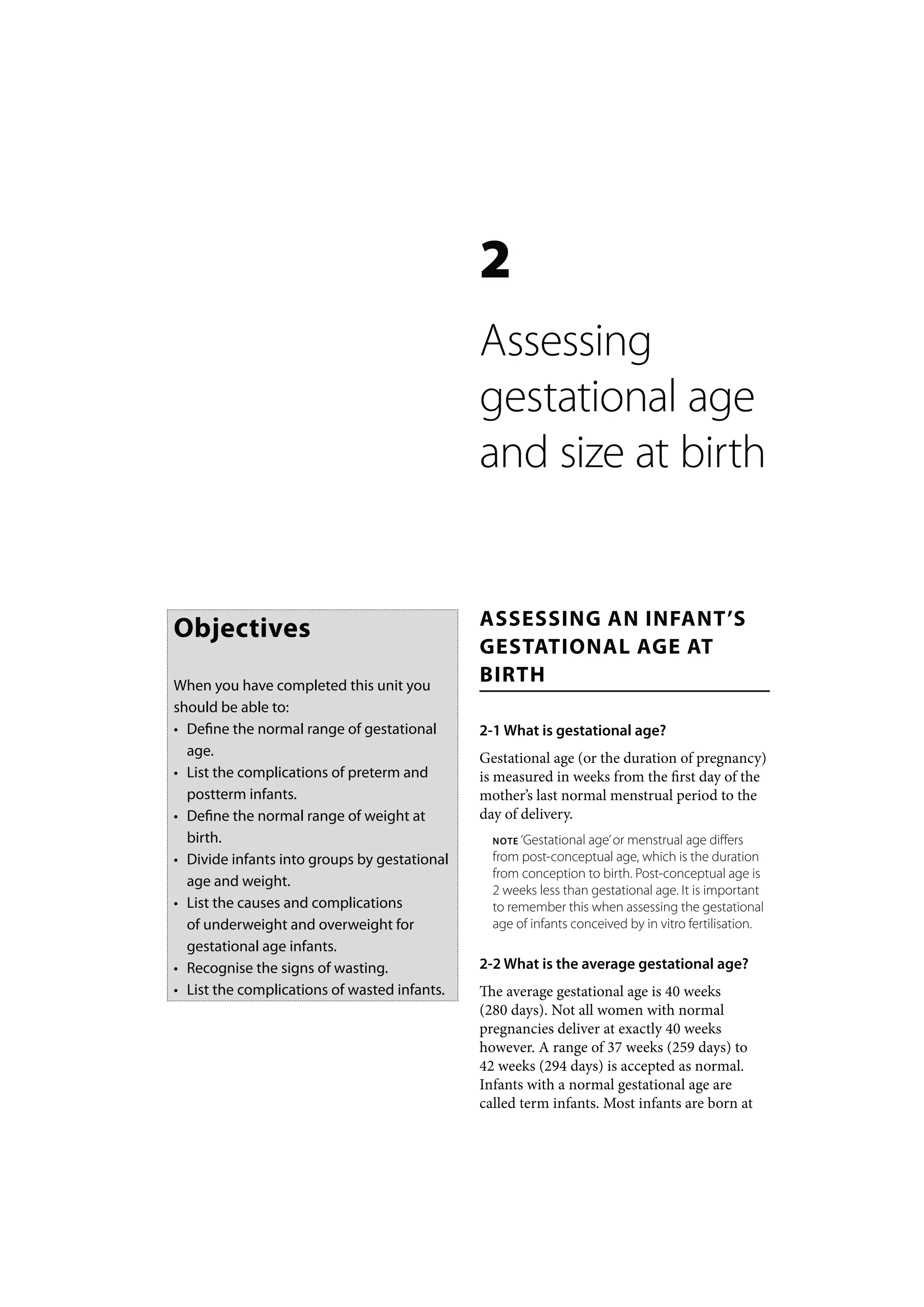 Newborn Care: Assessing gestational age and size at birth | PDF