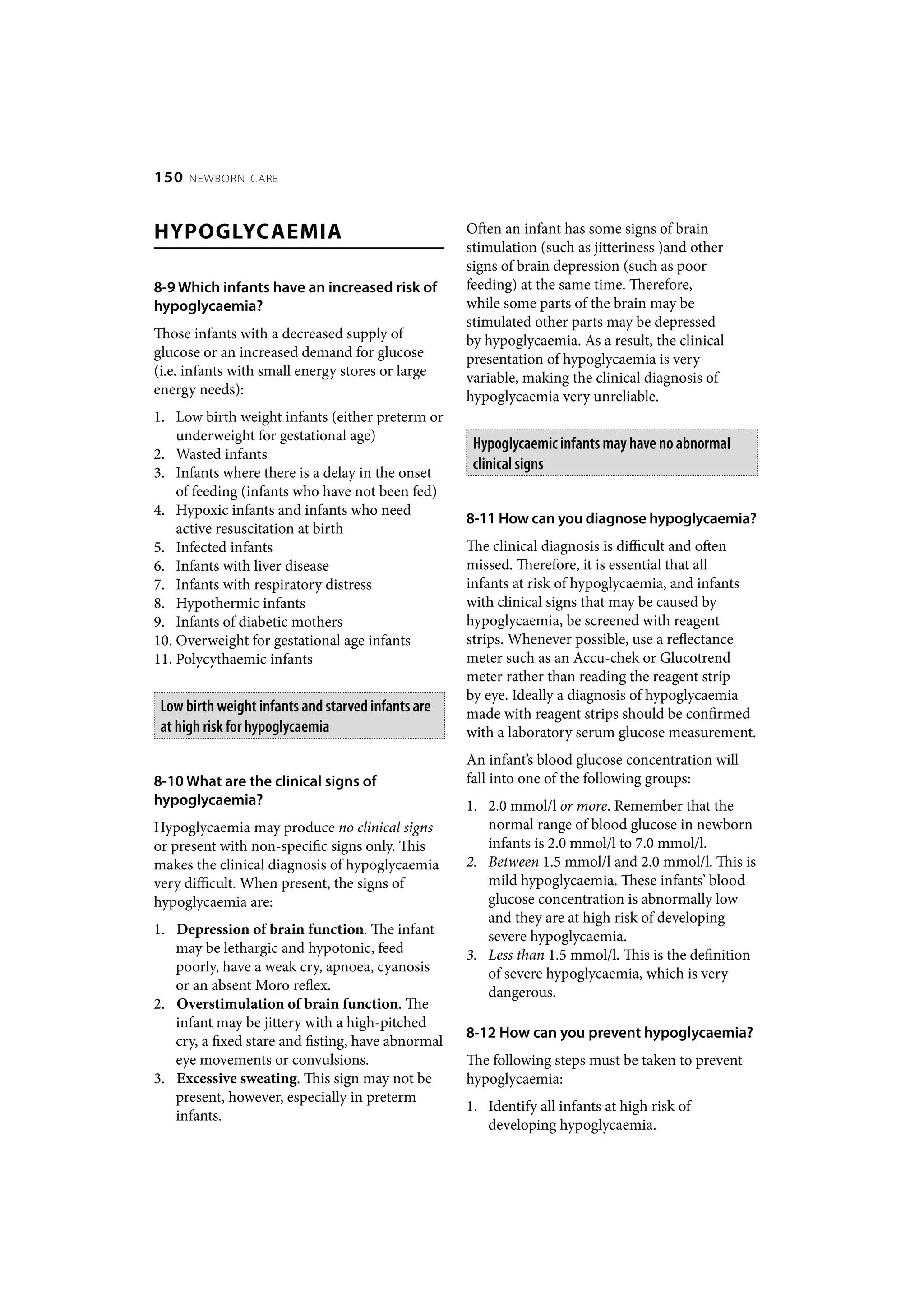 Newborn Care: Glucose control and hypoglycaemia | PDF