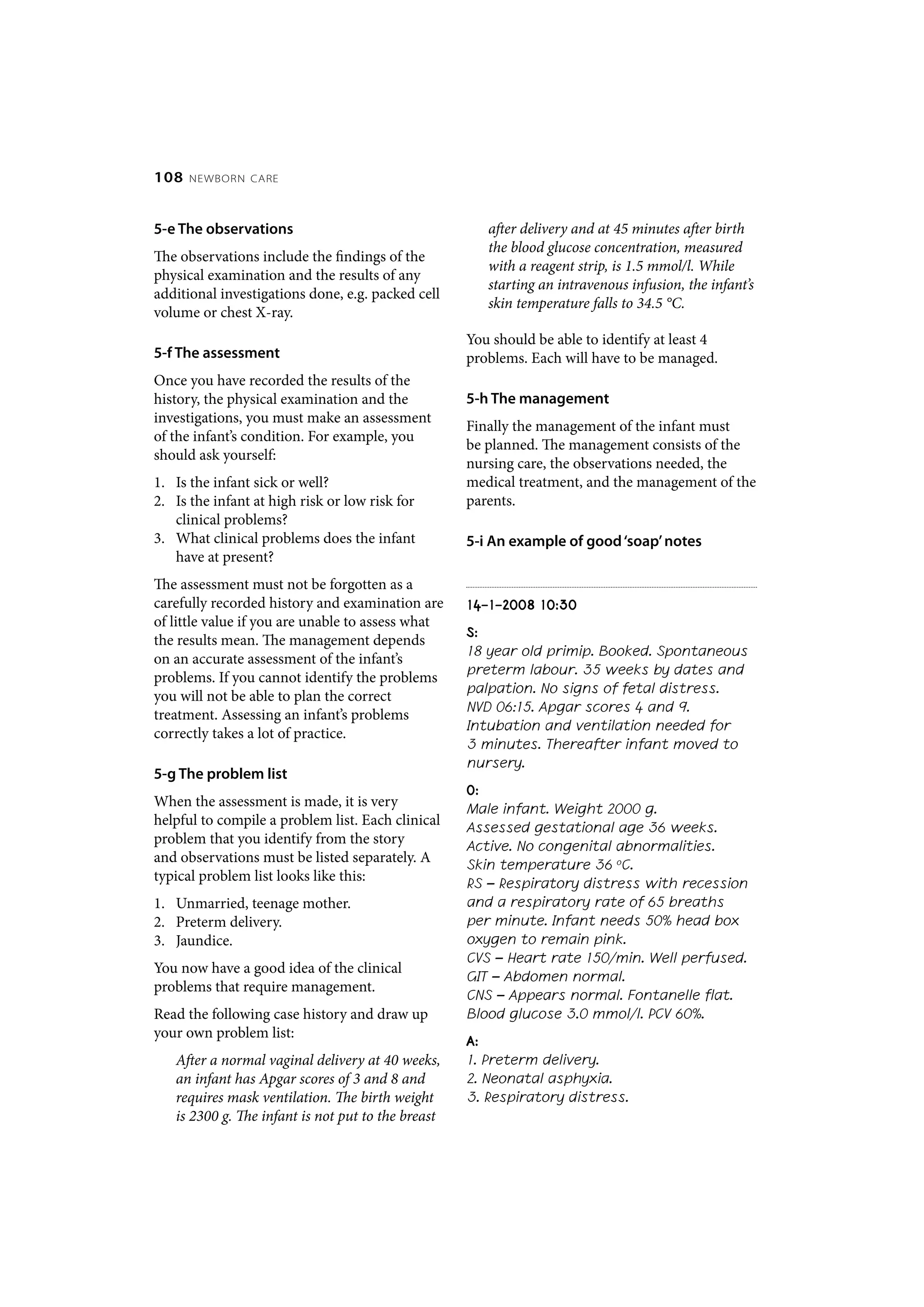 Newborn Care: Skills workshop Clinical notes and observation | PDF