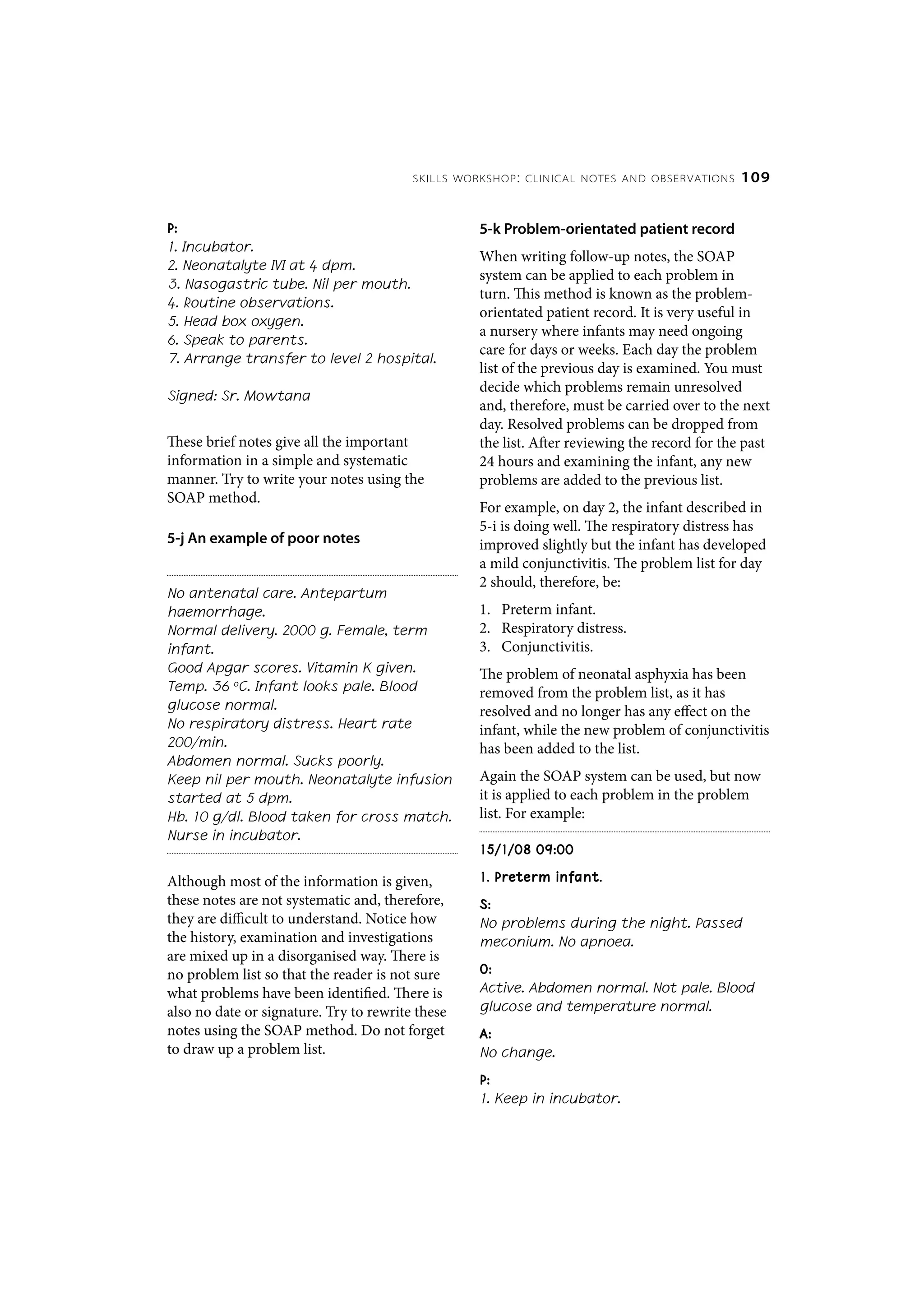 Newborn Care: Skills workshop Clinical notes and observation | PDF