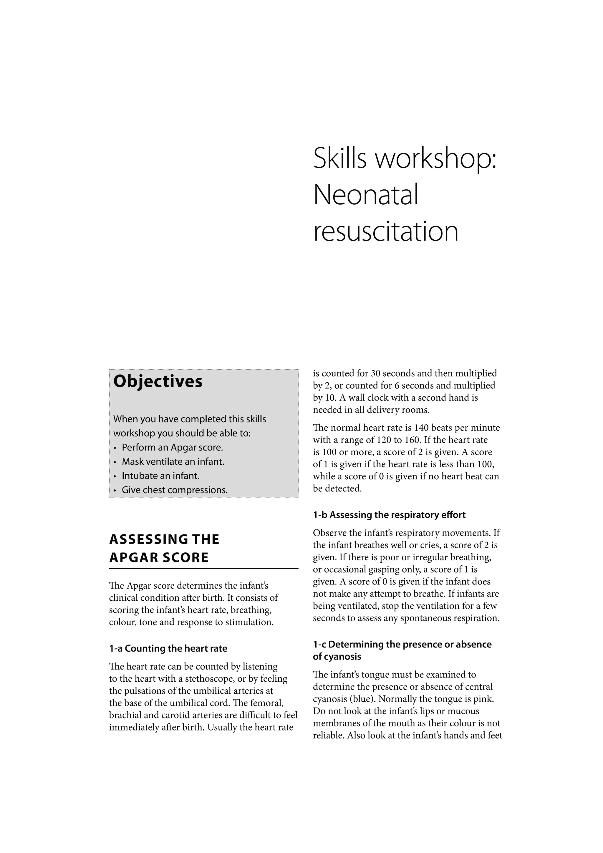 Newborn Care: Skills workshop Neonatal resuscitation | PDF