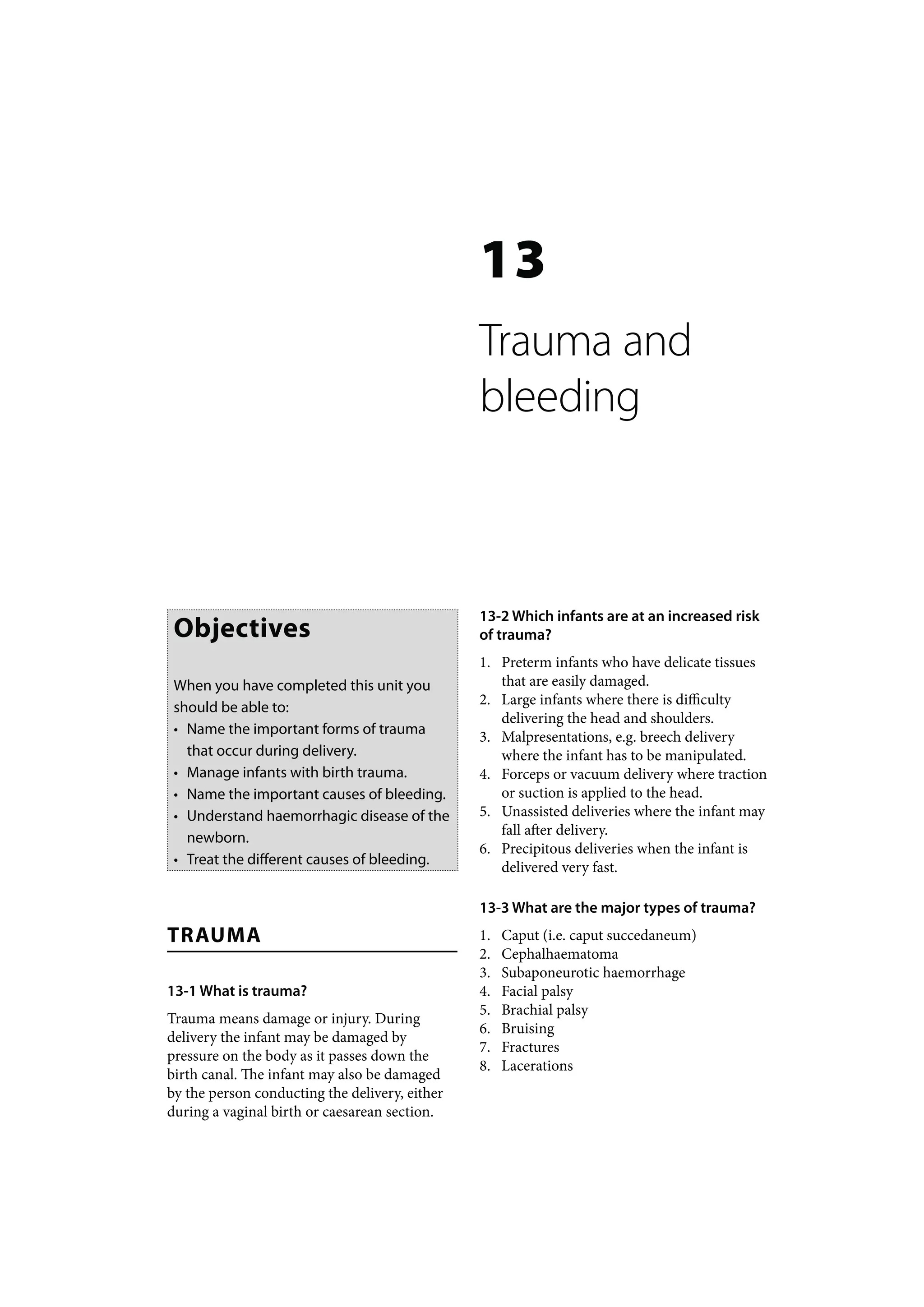 Newborn Care: Trauma and bleeding | PDF