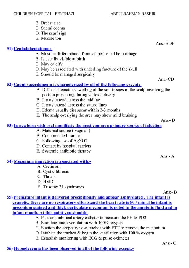 Newborn mcq | PDF | Pregnancy | Reproductive Health