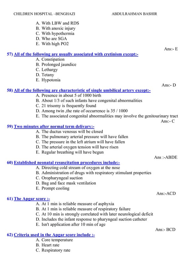 Newborn mcq | PDF | Pregnancy | Reproductive Health