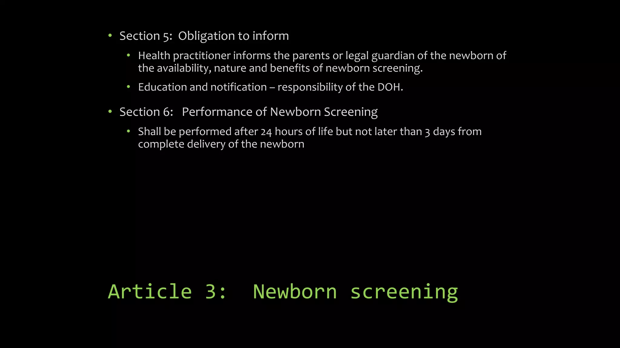 Newborn screening laboratory laws | PPTX