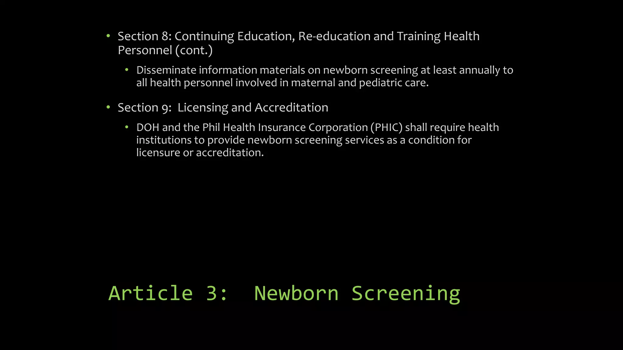 Newborn screening laboratory laws | PPTX