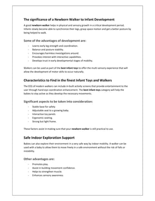 Newborn Walkers: Enhancing Infant Mobility, Safety, and Development | PDF