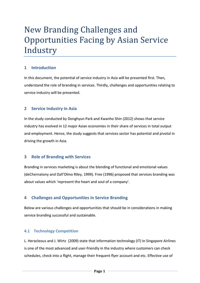 New branding challenges and opportunities facing by asian service ...