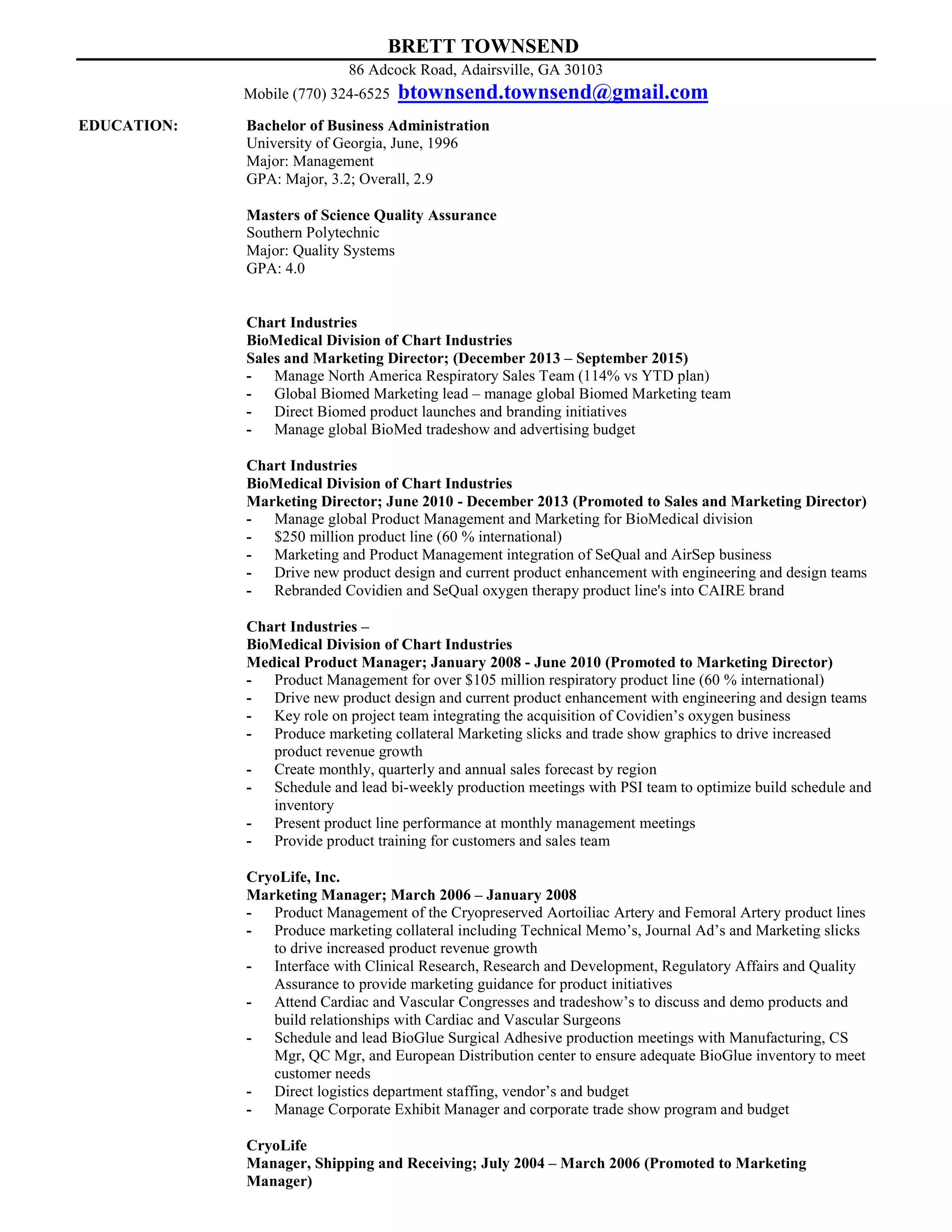 Brett Townsend CV / resume | PDF