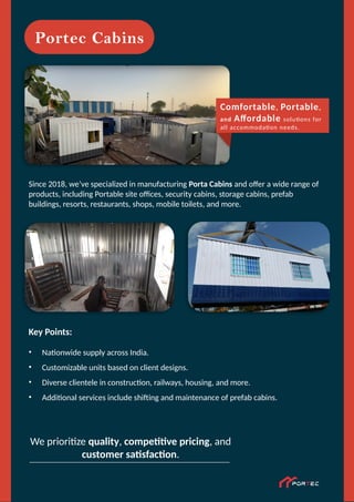 Portec Cabins - Technically Innovative Cabins | PPTX