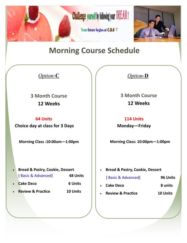 Course Schedule | PDF | Desserts and Baking | Food & Drink