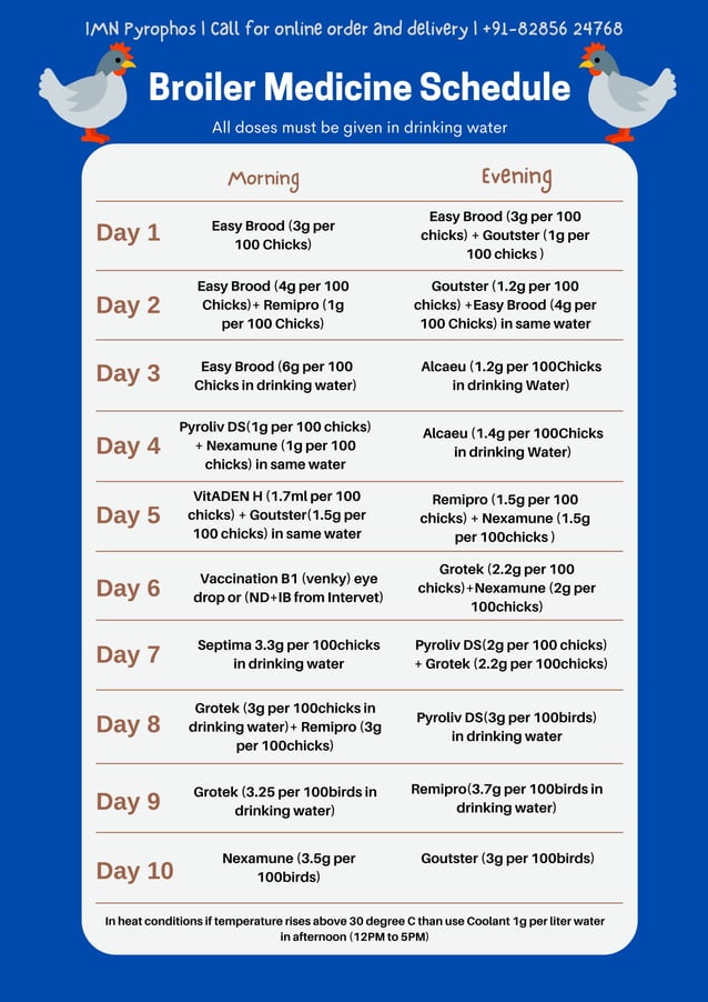 Broiler Medicine Schedule Chart - Broiler Farming Made Easy | PDF ...