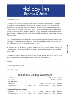 New Buffalo, MI Holiday Inn Express guest services directories | PDF