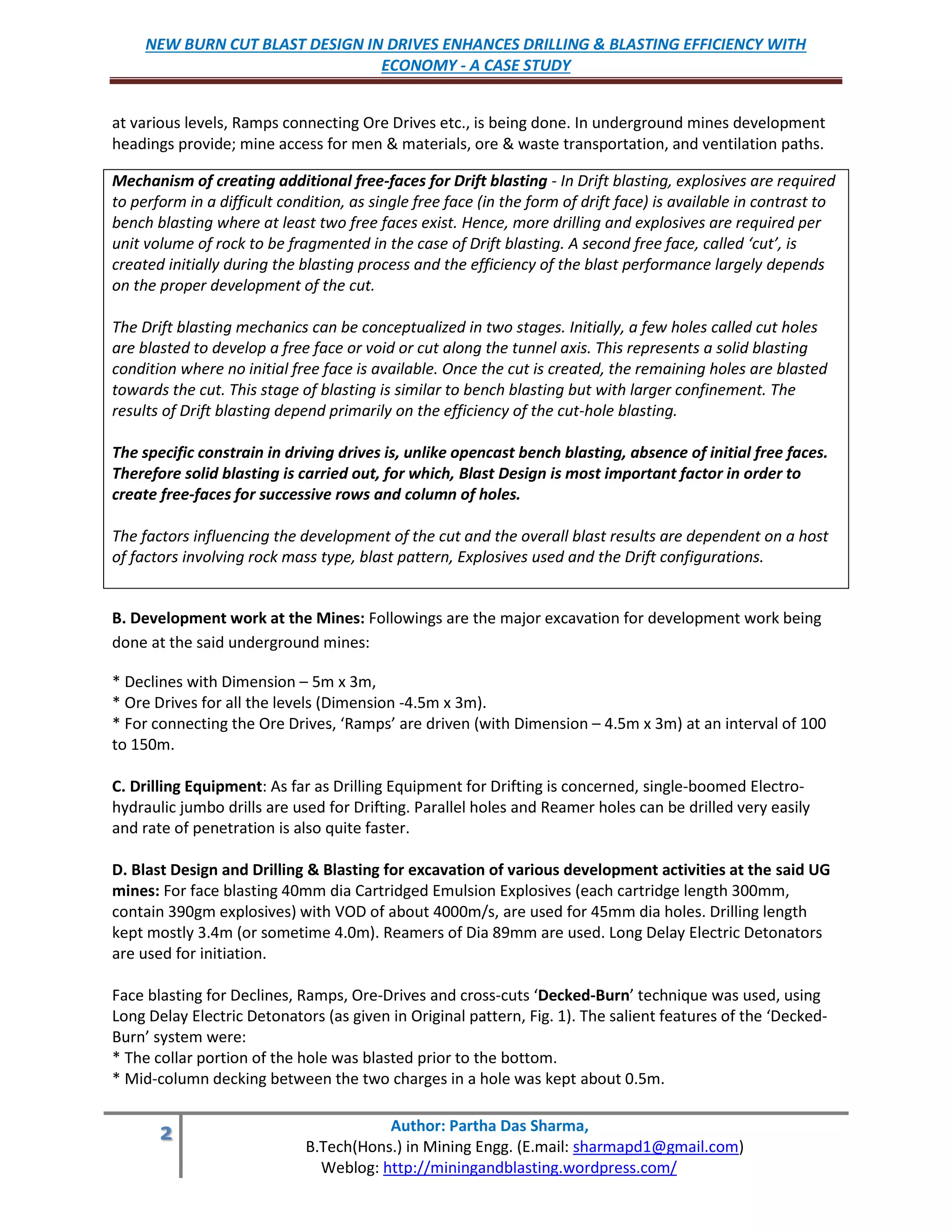 New burn cut blast design in drives enhances drilling blasting ...